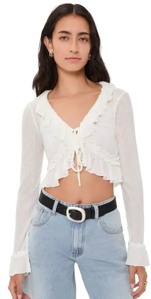 Lioness Venice Ruffle Blouse - Porcelain