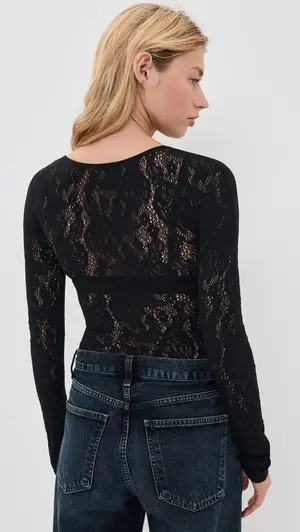 Wolford Infinite Rose Net Long Sleeve Tee