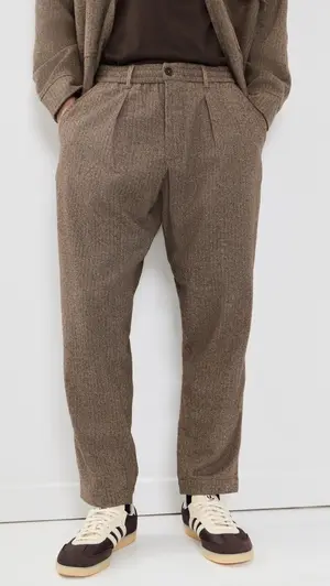 Universal Works Wool Herringbone Pleated Track Pants