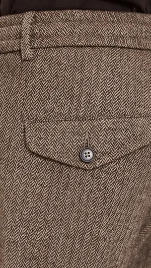 Universal Works Wool Herringbone Pleated Track Pants