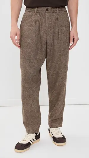 Universal Works Wool Herringbone Pleated Track Pants