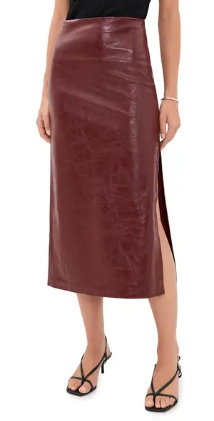 Alice + Olivia Maeve Vegan Midi Skirt - Cognac