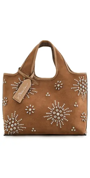 3.1 Phillip Lim Faux Suede Market Tote With Studded Embellishments - Sable