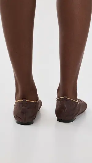 Stella McCartney Ballerina Shaggy Deer Faux Leather Flats With Chain Detail