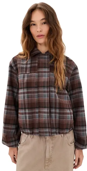 Joe's Jeans The Bella Bomber Jacket - Brown/blue Plaid