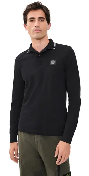 Stone Island Long Sleeve Polo - Black