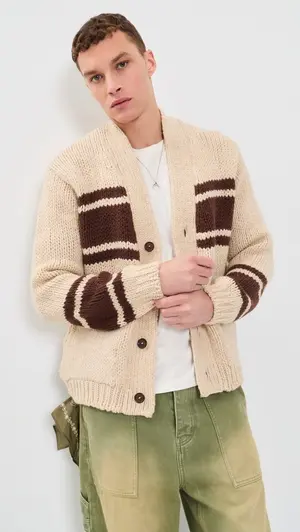Universal Works Langdale Chunky Knit Stripe Cardigan