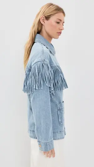 Show Me Your Mumu Western Denim Fringe Jacket