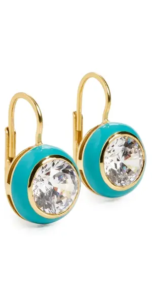 HART Enamel Bezel Drop Earrings - Bright Blue