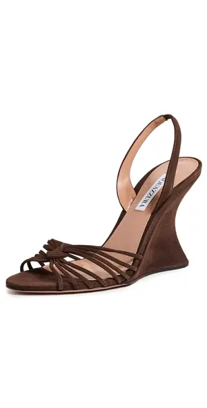 AQUAZZURA Serenity Suede Wedges 95mm - Espresso