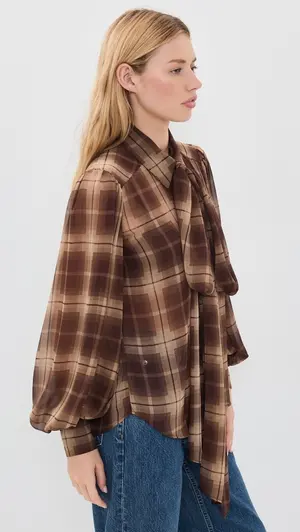 Bardot Cecile Scarf Button Down Shirt