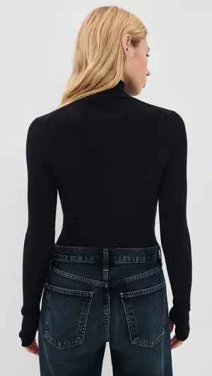 Alice + Olivia Roberta Ribbed Turtleneck Top