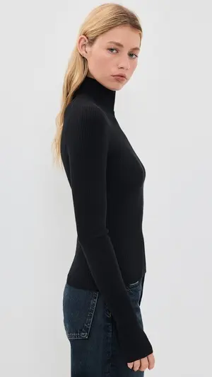 Alice + Olivia Roberta Ribbed Turtleneck Top