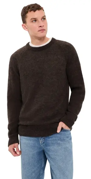 Universal Works Lyon Alpaca Knit Crew Sweater - Brown