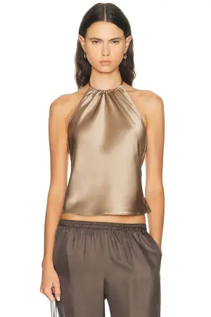 Donni. Silk Halter Top - Shitake