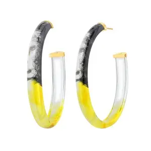 GOLD & HONEY Large Oval Tie Dye Hoops - Gold/black
