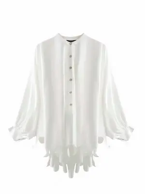 1964 Sestra Oversized Cotton Shirt With Drip Hem And Open Back