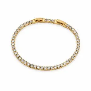 BY OZGE Plated Tennis Bracelet With Crystals - Gold