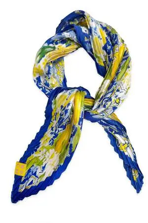 WILD COSMOS Emma Plissé Petit Scarf - Blue
