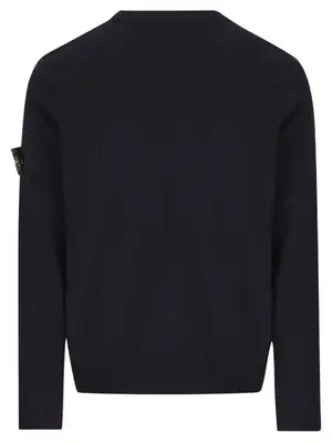 Stone Island Crew Neck Wool Sweater With Logo Patch