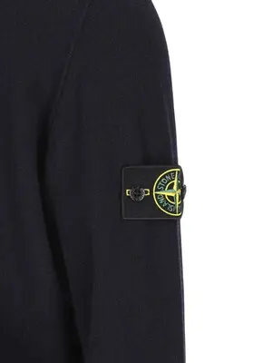 Stone Island Crew Neck Wool Sweater With Logo Patch