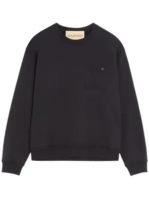 Valentino Garavani Cotton Sweatshirt With Vgold Detail - Black
