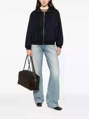 Sandro Plissé-effect Zip-up Bomber Jacket