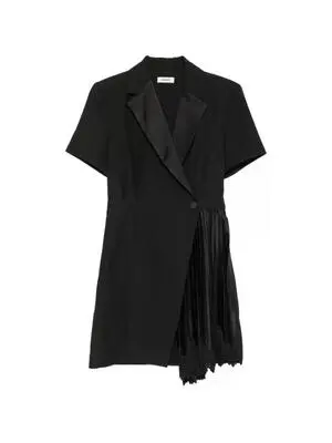 Sandro Pleated Lace-trim Mini Dress