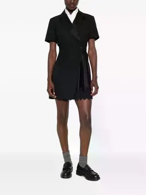 Sandro Pleated Lace-trim Mini Dress