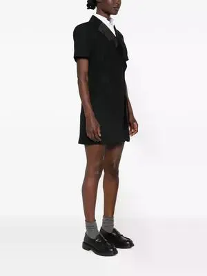 Sandro Pleated Lace-trim Mini Dress