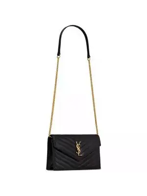 Saint Laurent Cassandre Quilted Leather Chain Wallet - Black