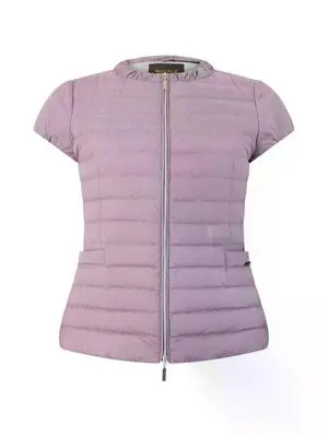 MOORER Short-sleeved Quilted Gingham Check Jacket