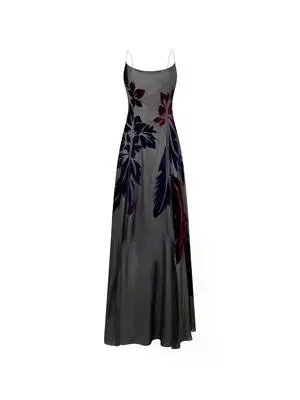 Alberta Ferretti Floral-devoré Spaghetti-strap Flared Maxi Dress
