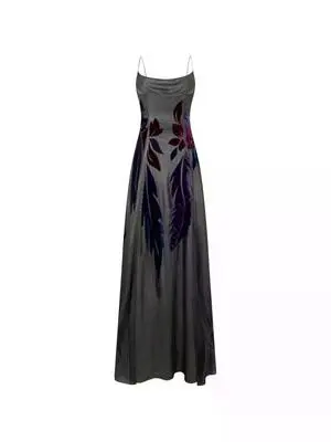 Alberta Ferretti Floral-devoré Spaghetti-strap Flared Maxi Dress