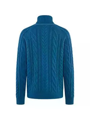 MOORER Cable-knit Roll-neck Sweater - Blue
