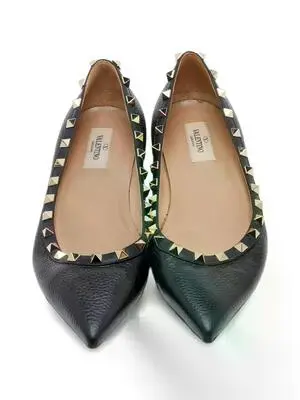Valentino Garavani Rockstud Pointed-toe Ballet Flats - Black