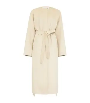 Alaïa Cashmere Collarless Coat With Belt