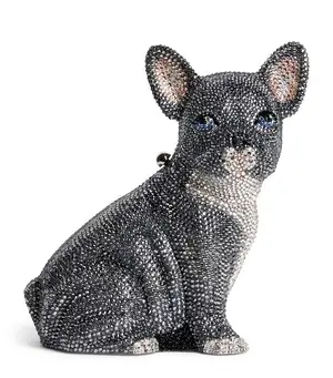 Judith Leiber Embellished French Bulldog Louie Clutch - Grey