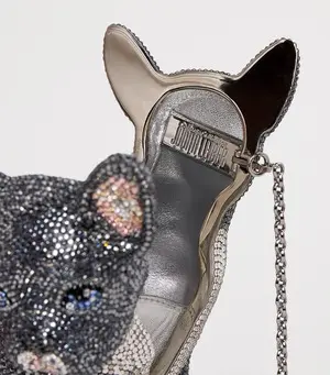 Judith Leiber Embellished French Bulldog Louie Clutch - Grey