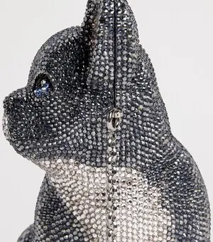 Judith Leiber Embellished French Bulldog Louie Clutch - Grey