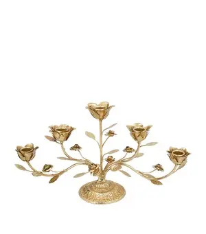 Harrods Metal Floral Candelabra - Gold