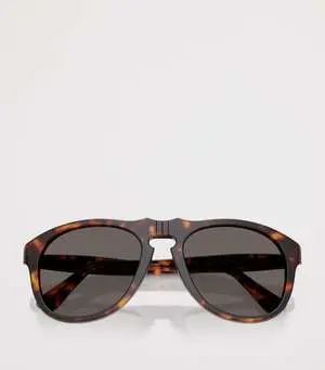 Persol Tortoiseshell Arrow Pilot Sunglasses