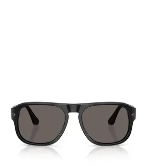 Persol Acetate Jean Rectangle Sunglasses - Black