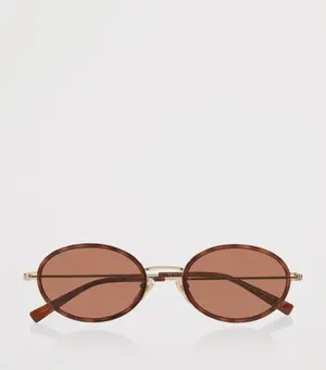 Gucci Tortoiseshell Oval Sunglasses - Brown