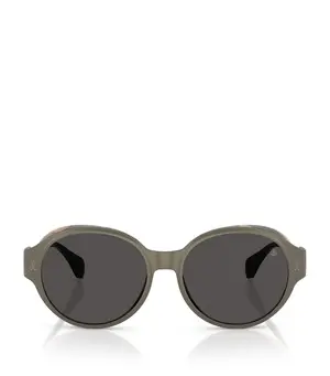Moncler Titanium Auros Round Sunglasses - Grey