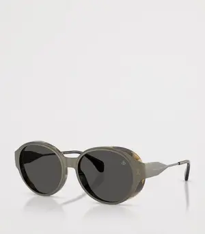 Moncler Titanium Auros Round Sunglasses