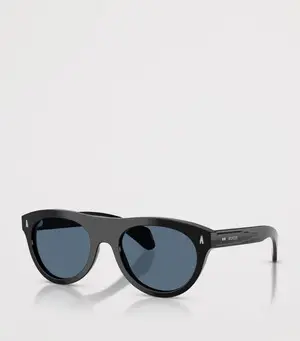 Moncler Splash Round Frame Sunglasses - Black