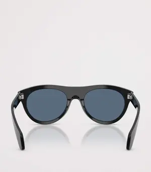 Moncler Splash Round Frame Sunglasses - Black