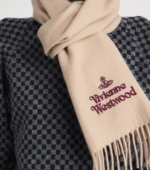 VIVIENNE WESTWOOD Wool Embroidered Logo Scarf