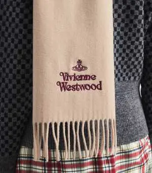 VIVIENNE WESTWOOD Wool Embroidered Logo Scarf